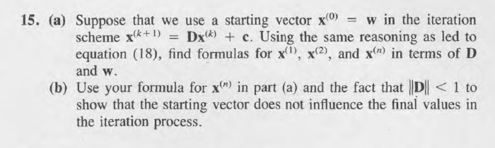 Solved 15. (a) Suppose that we use a starting vector x) = w | Chegg.com