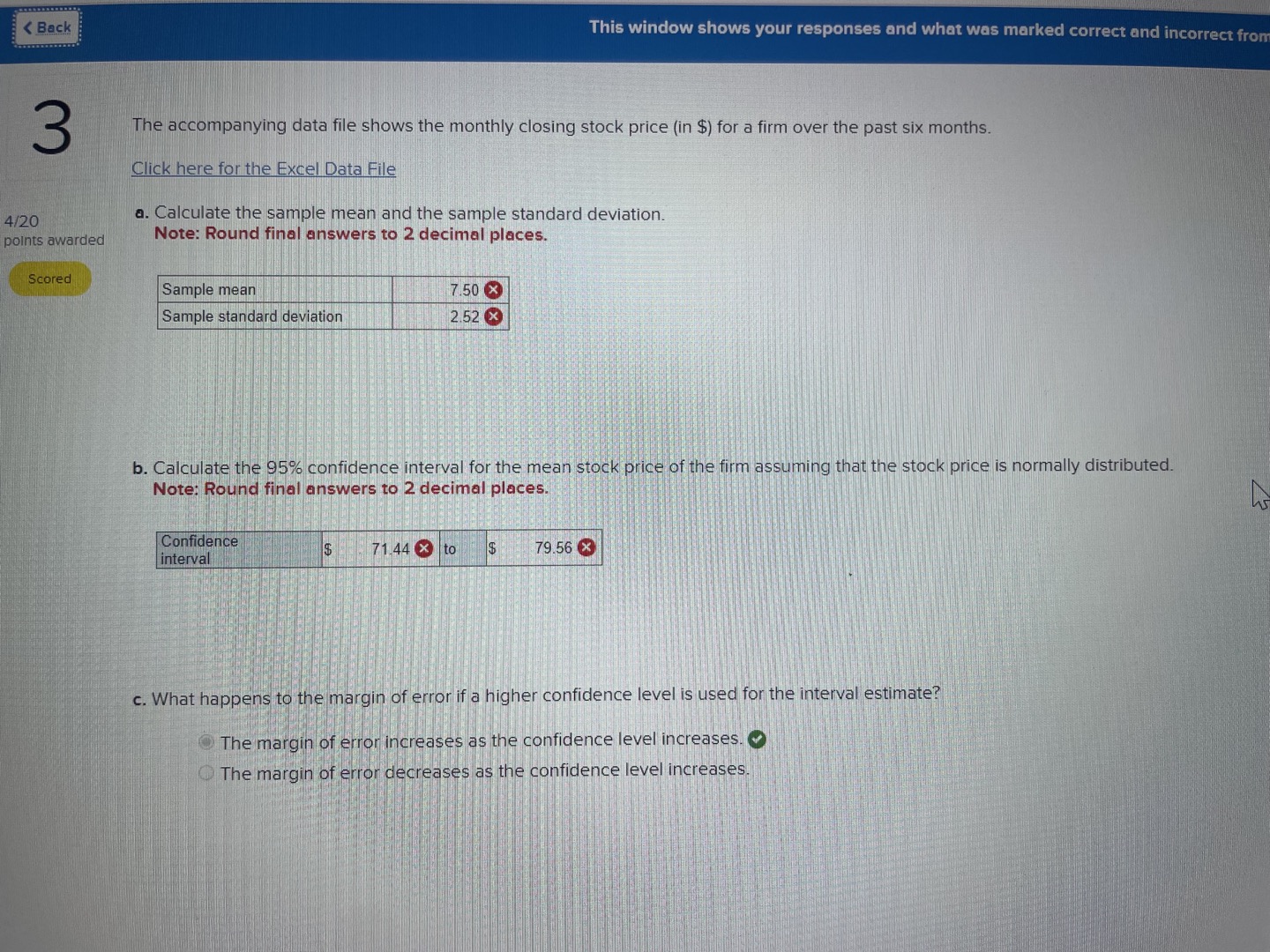 Solved The accompanying data file shows the monthly closing | Chegg.com