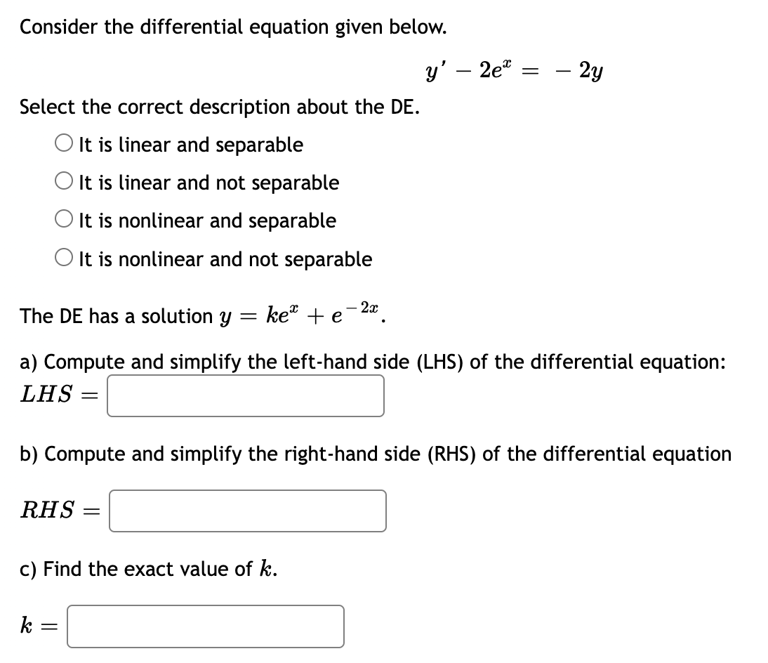 Solved = = – 2y Consider the differential equation given | Chegg.com
