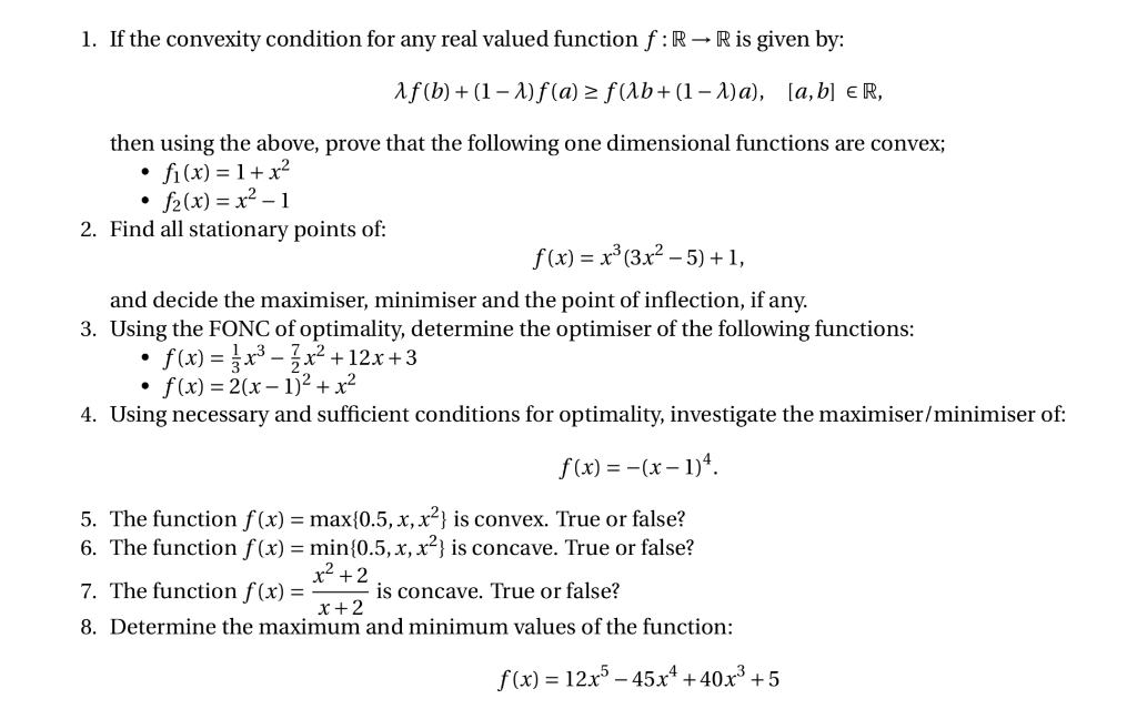 Solved 1. If the convexity condition for any real valued | Chegg.com