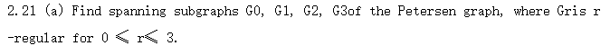 Solved 2.21 (a) Find spanning subgraphs G0,G1,G2, G3of the | Chegg.com