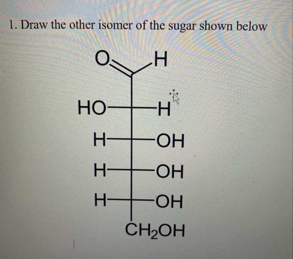 Solved 1. Draw the other isomer of the sugar shown below O: | Chegg.com