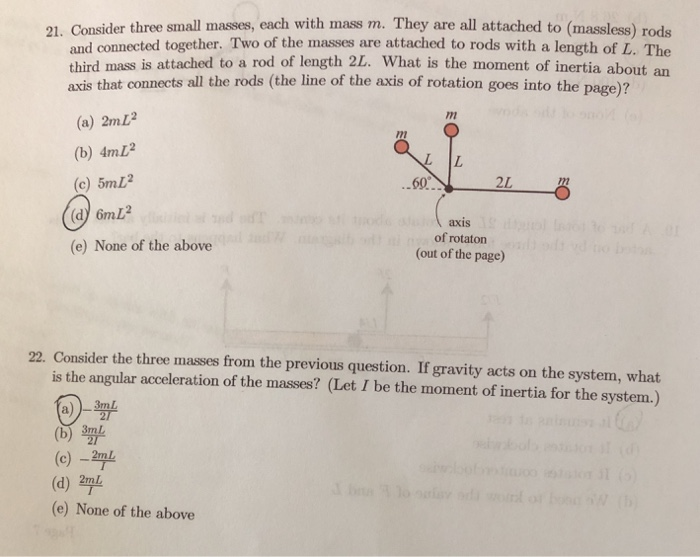 Solved 21. Consider three small masses, each with mass m. | Chegg.com