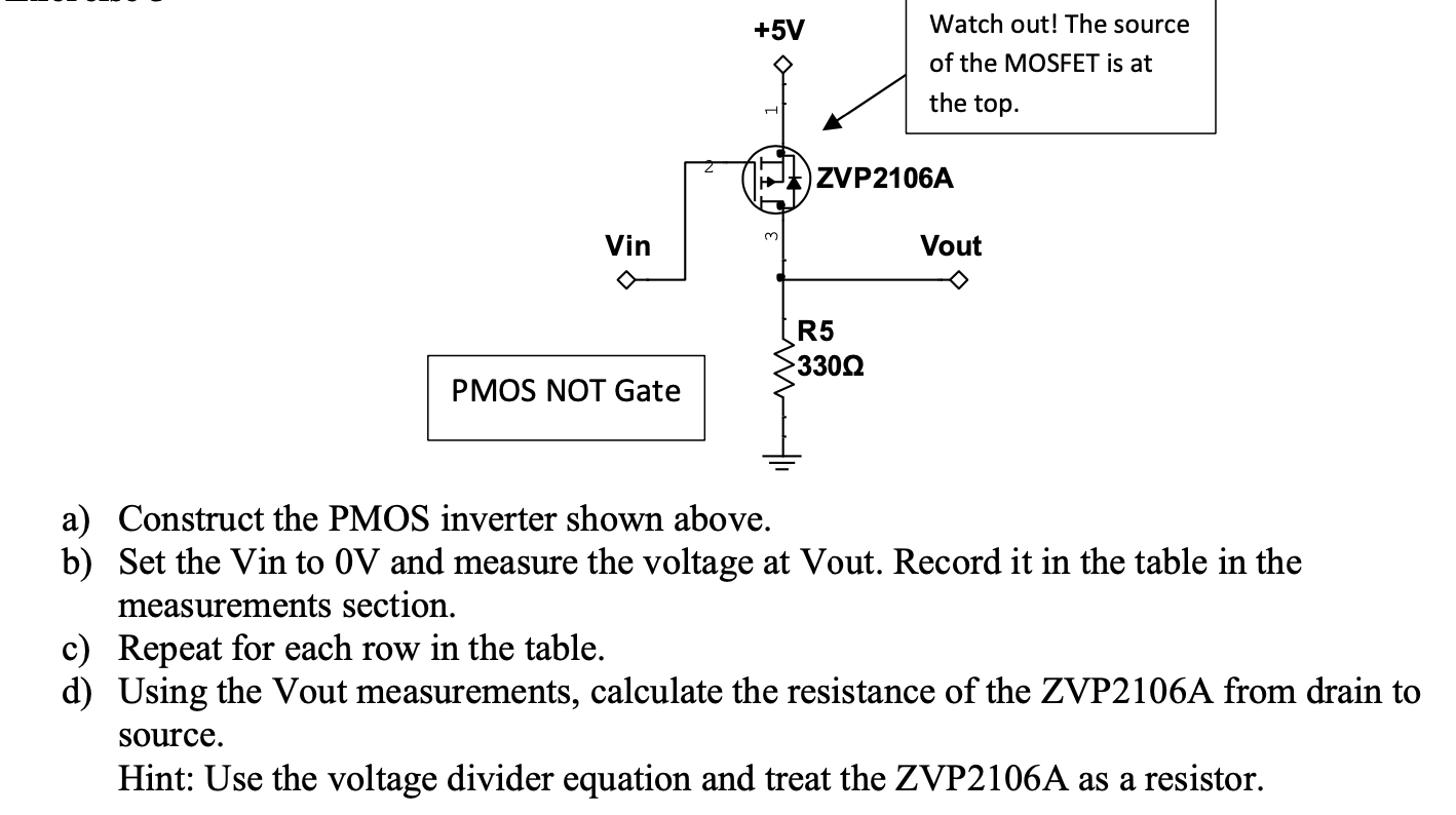 Solved +5V Watch out! The source of the MOSFET is at the | Chegg.com