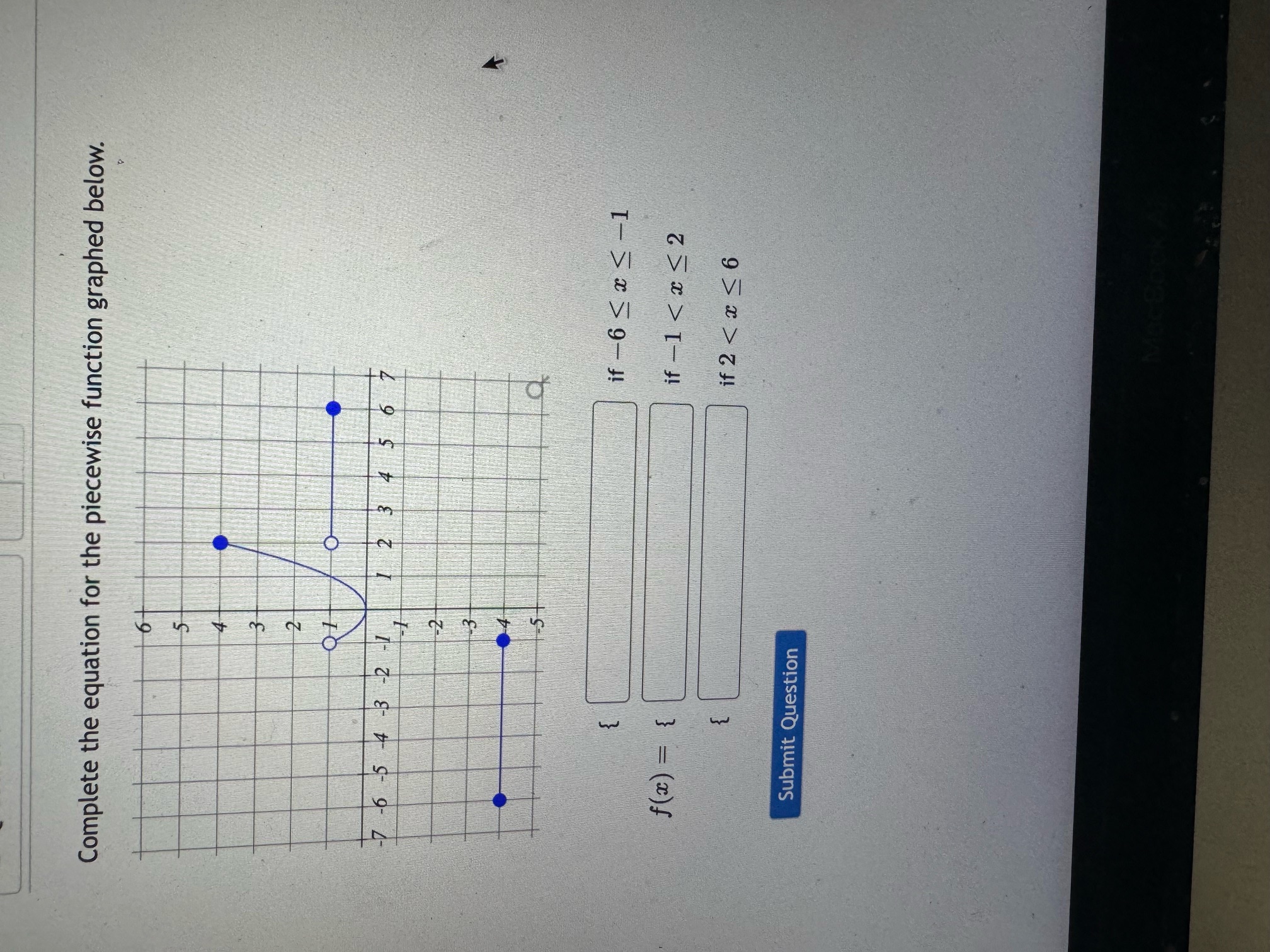 Solved Complete the equation for the piecewise function | Chegg.com