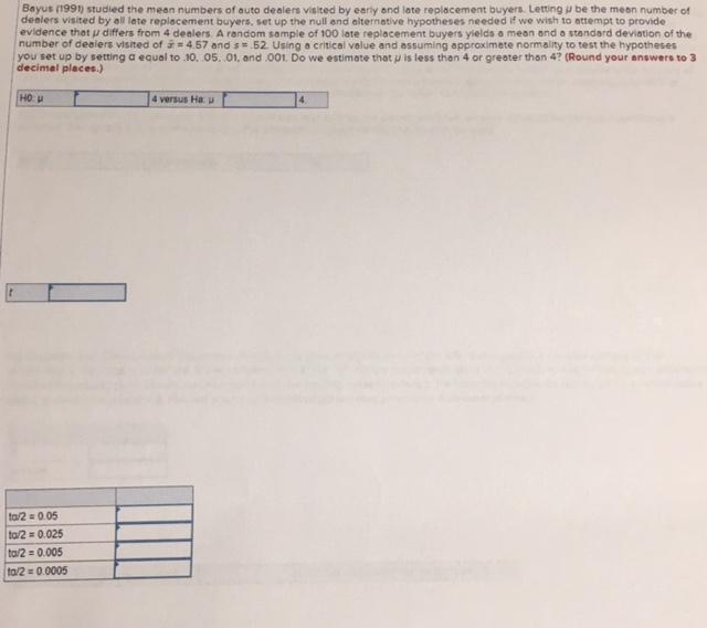 Solved Bayus (1991) studied the mean numbers of auto dealers | Chegg.com