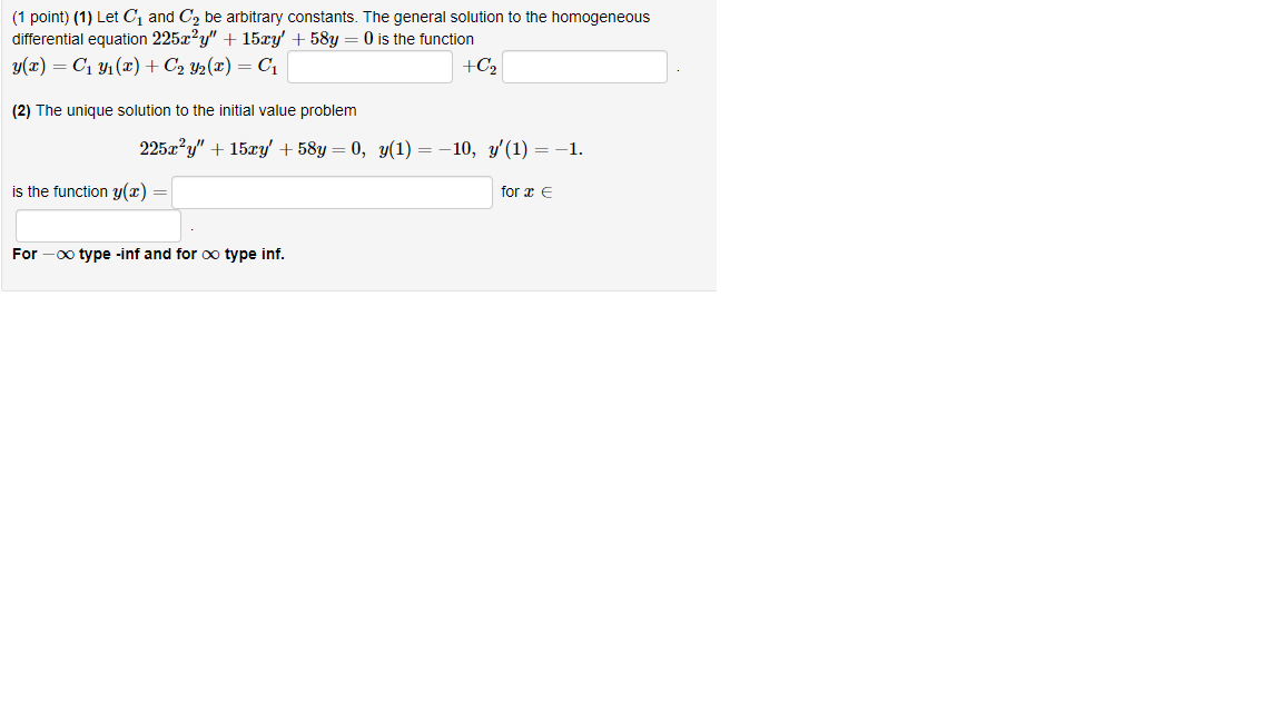 Solved (1 point) (1) Let C and C, be arbitrary constants. | Chegg.com