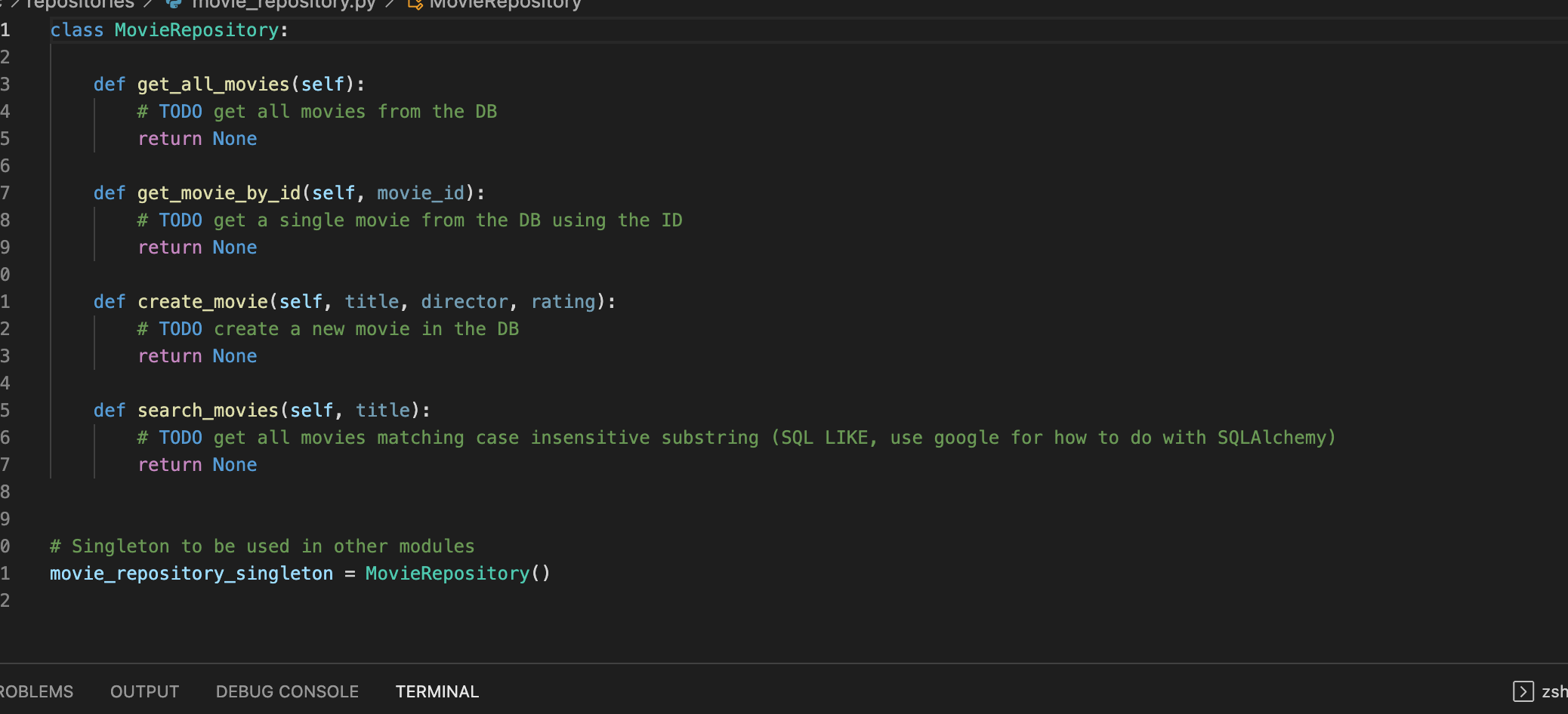 6. Complete all the TODO comments throughout the | Chegg.com