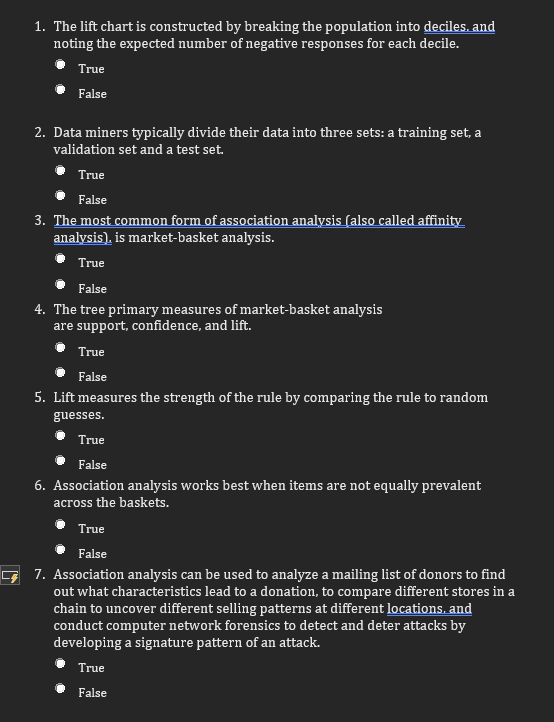 Solved 1. The lift chart is constructed by breaking the | Chegg.com