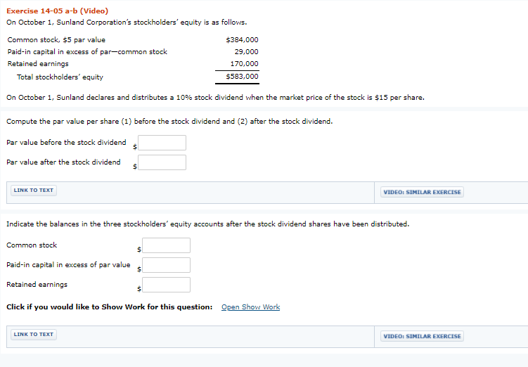 Solved Exercise 14-05 a-b (Video) On October 1, Sunland | Chegg.com