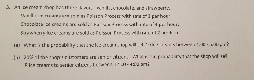 Solved 3. An ice cream shop has three flavors - vanilla, | Chegg.com