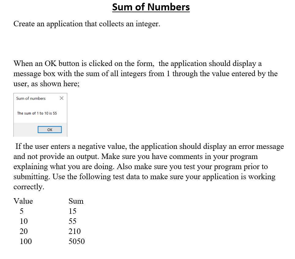  Solved Sum Of Numbers Create An Application That Collec