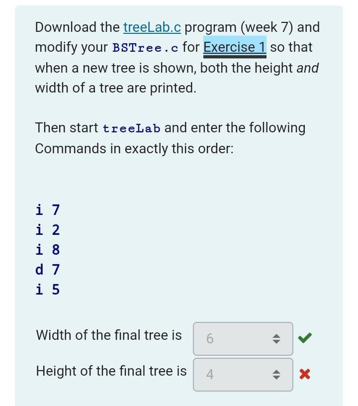 Solved Download the treeLab.c program (week 7) and modify | Chegg.com