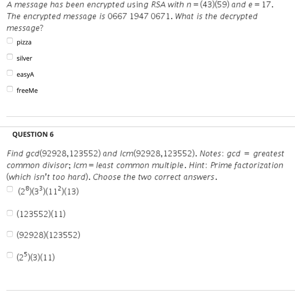 Solved A message has been encrypted using RSA with n | Chegg.com