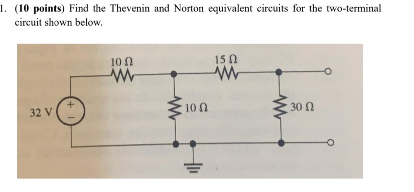 Solved (10 points) Find the Thevenin and Norton equivalent | Chegg.com