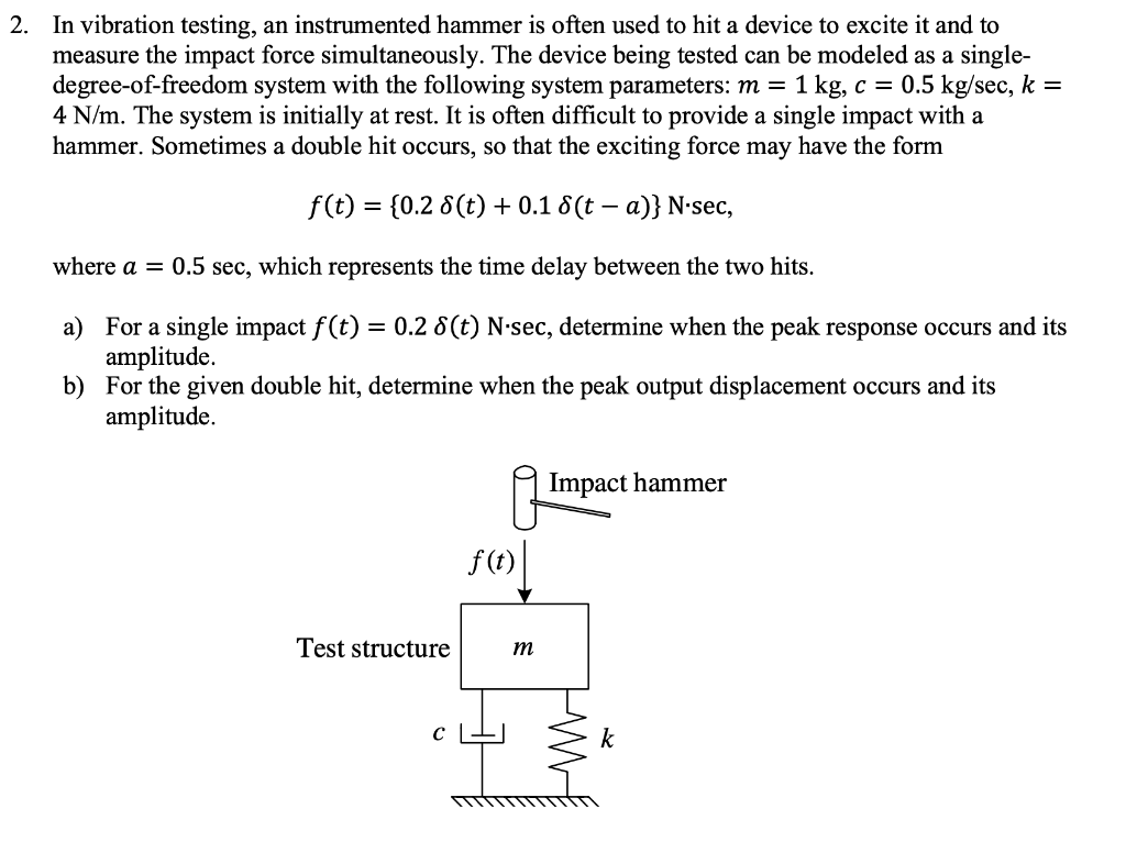 Solved 2. In vibration testing, an instrumented hammer is | Chegg.com