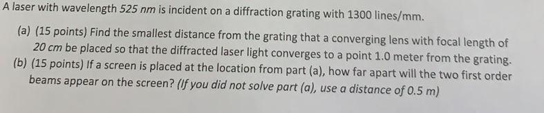 Solved A laser with wavelength 525 nm is incident on a | Chegg.com