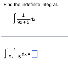 Solved Find the indefinite integral. \\[ \\int \\frac{1}{9 | Chegg.com