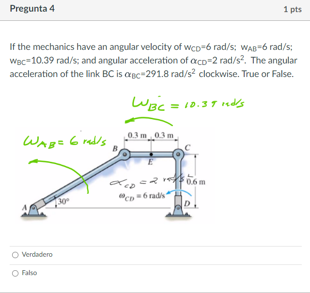 Solved If the mechanics have an angular velocity of wCD=6 | Chegg.com