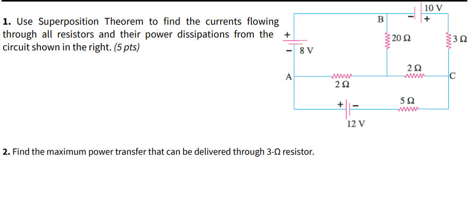 Solved 1. Use Superposition Theorem to find the currents | Chegg.com