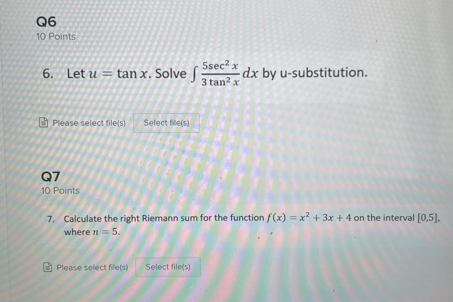Solved Q6 10 Points 5sec2 x 6. Let u = tan x. Solve | dx by | Chegg.com Solved Q6 10 Points 5sec2 x 6. Let u = tan x. Solve | dx by | Chegg.com