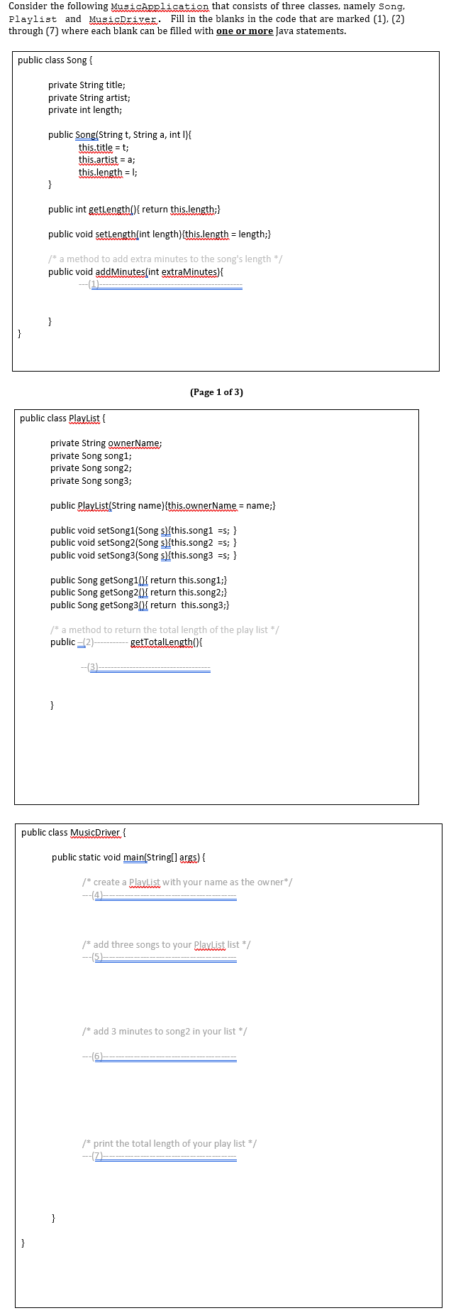 Solved Consider the following MusicApplication that consists | Chegg.com