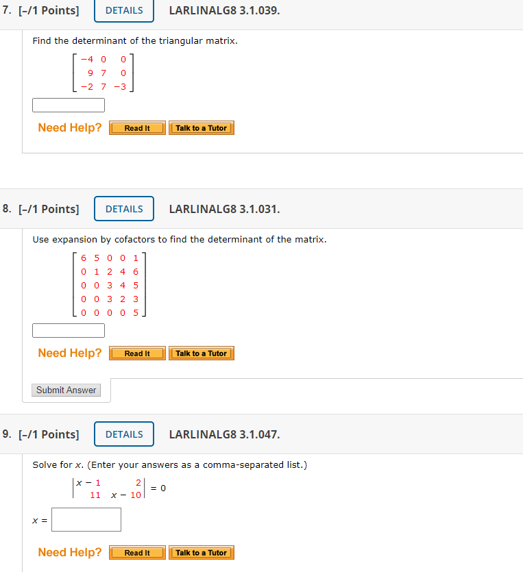 Solved 7. [-/1 Points] DETAILS LARLINALG8 3.1.039. 0 Find | Chegg.com