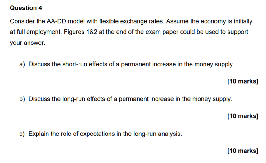 Solved Question 4 Consider the AA-DD model with flexible | Chegg.com