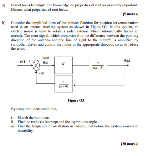 Solved a) In root locus technique, the knowledge on | Chegg.com