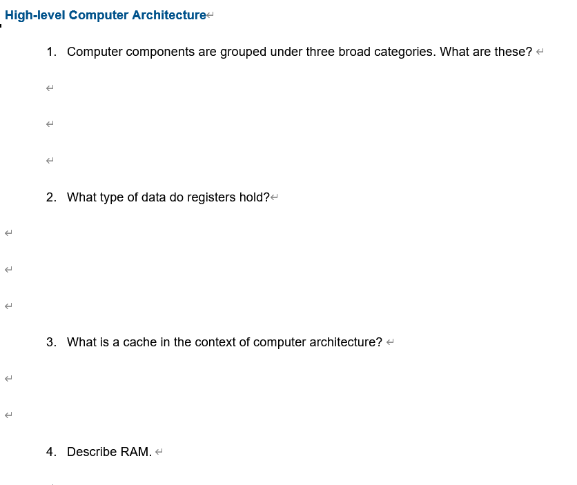 Solved High-level Computer Architecture 1. Computer | Chegg.com