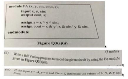 Solved medule PA (x,y, cin, cout, s); input x,y, cin; output | Chegg.com