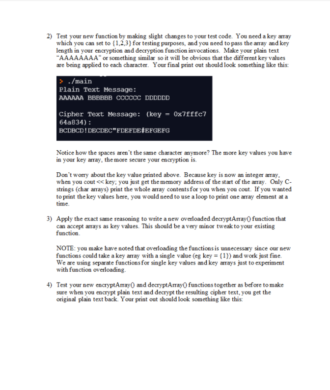 Solved Making A C Program That Encrypts An Array Using One 0296