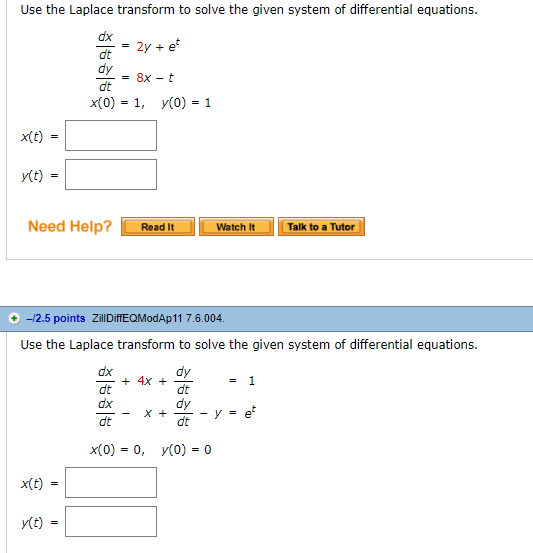 Solved Use the Laplace transform to solve the given system | Chegg.com