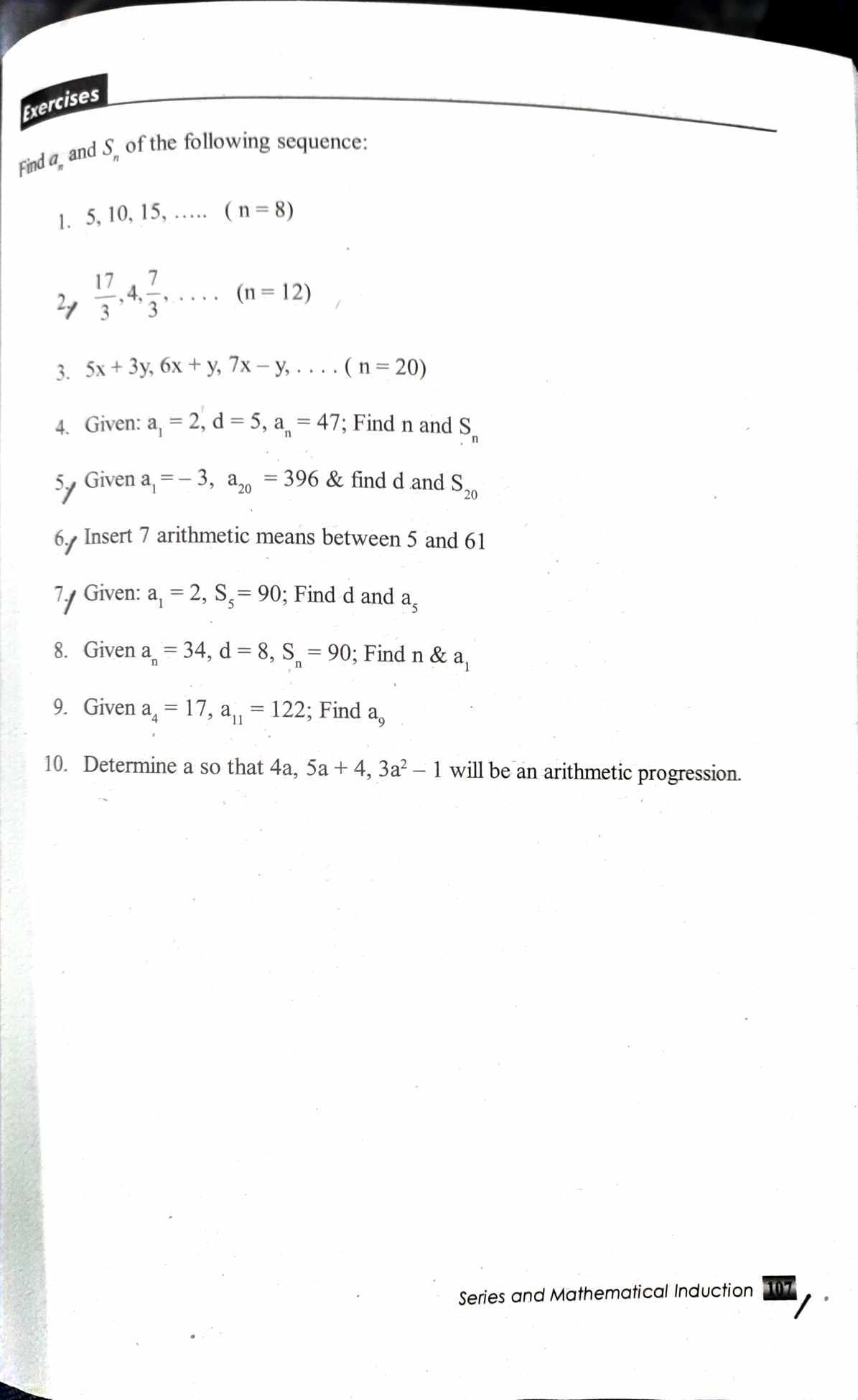 Solved Find an and Sn of the following sequence: 1. | Chegg.com