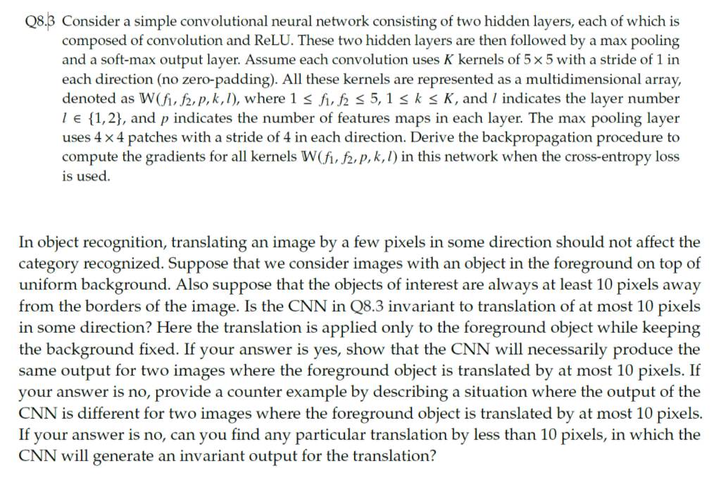 Q8.3 Consider a simple convolutional neural network | Chegg.com
