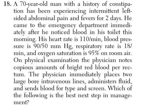 Solved 18. A 70-year-old man with a history of constipa- | Chegg.com