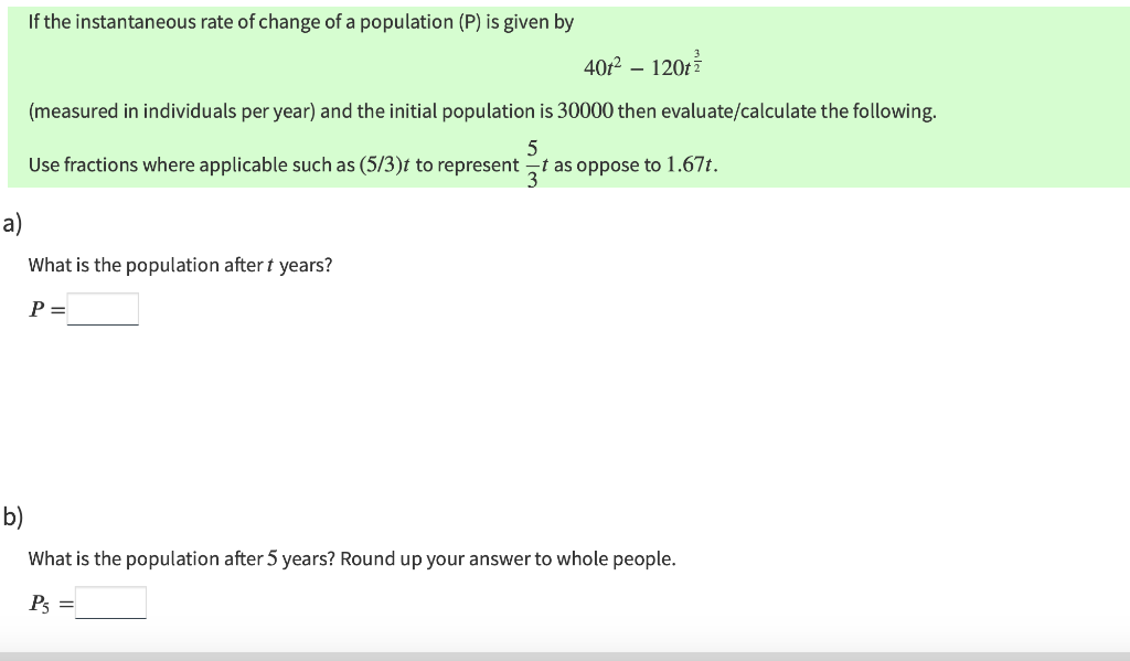 Solved If the instantaneous rate of change of a population | Chegg.com