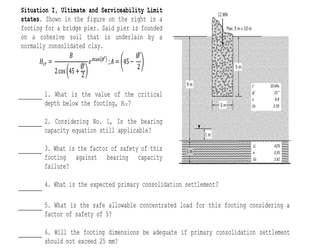 Solved Situation I, Ultimate and Serviceability Limit | Chegg.com