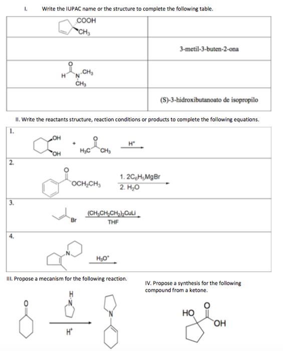 Solved Write the IUPAC name or the structure to complete the | Chegg.com