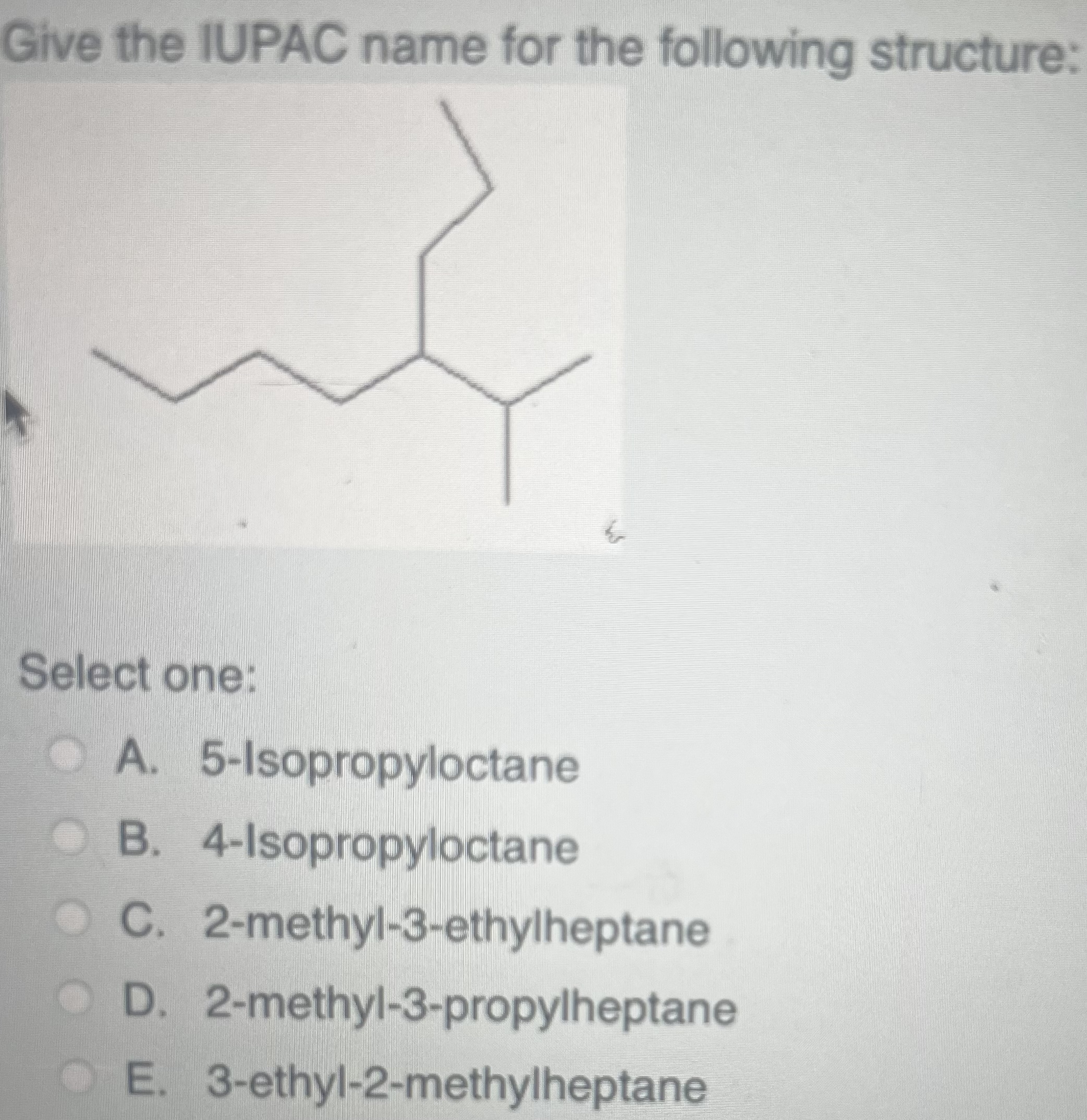Solved Give the IUPAC name for the following structure | Chegg.com