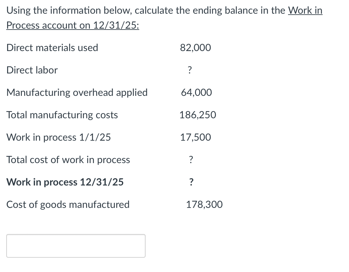 Solved Using the information below, calculate the ending | Chegg.com