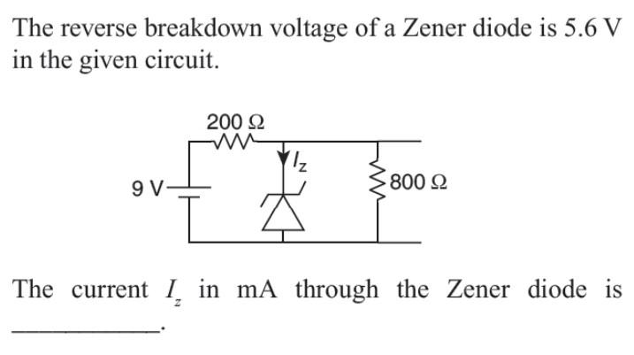Solved The reverse breakdown voltage of a Zener diode is 5.6 | Chegg.com