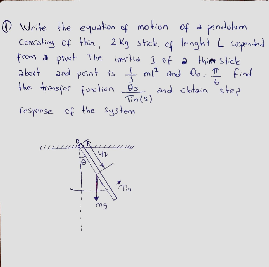 0 Write the equation of motion of a pendulum | Chegg.com