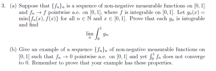 (a) Suppose that {fn}n is a sequence of non-negative | Chegg.com