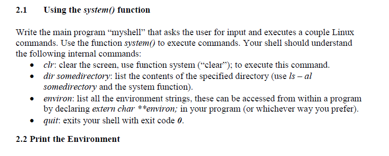 Solved 2.1 Using the system() function Write the main | Chegg.com