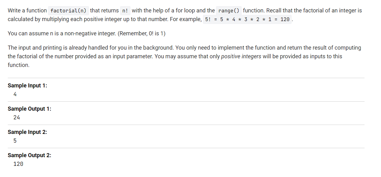 Solved Write A Function Factorialn That Returns N With 2197