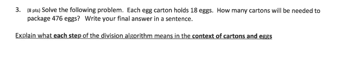 Solved 3. (8 pts) Solve the following problem. Each egg | Chegg.com