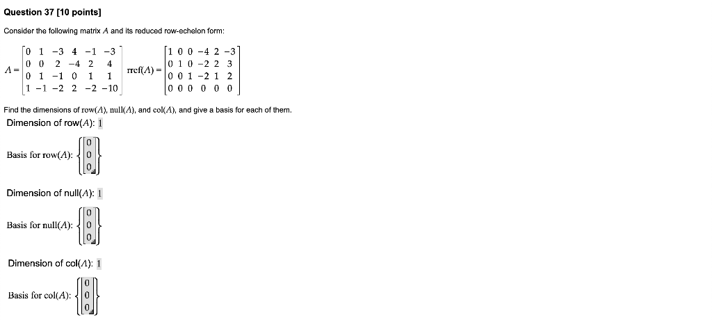 Solved Solve this The dimensions and the number of rows | Chegg.com