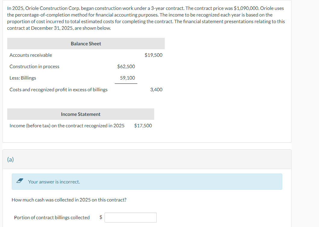 Solved In 2025, ﻿Oriole Construction Corp. began | Chegg.com