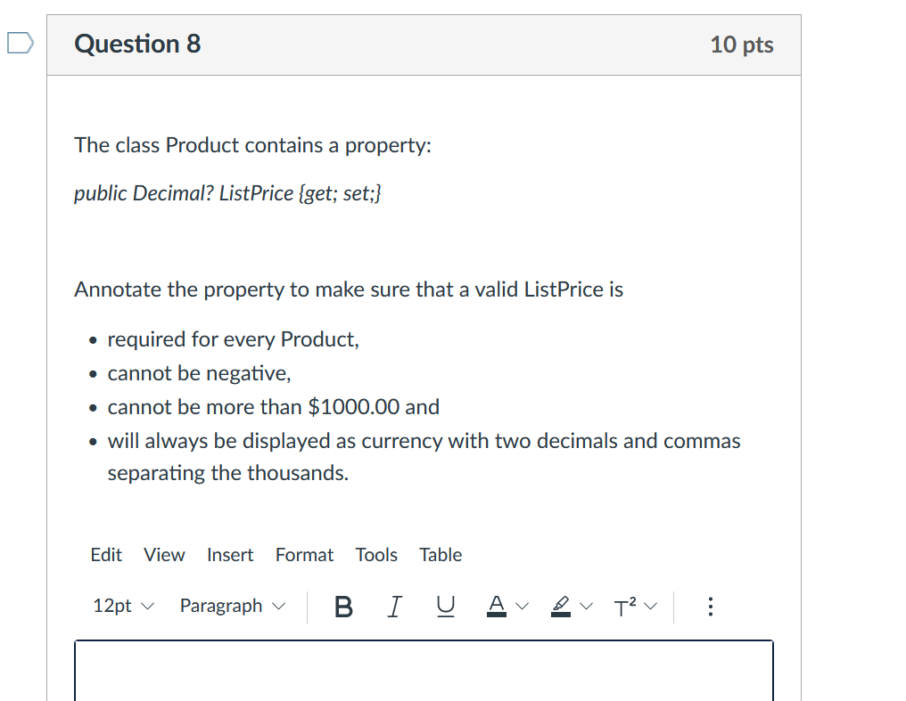 Solved The class Product contains a property: public | Chegg.com
